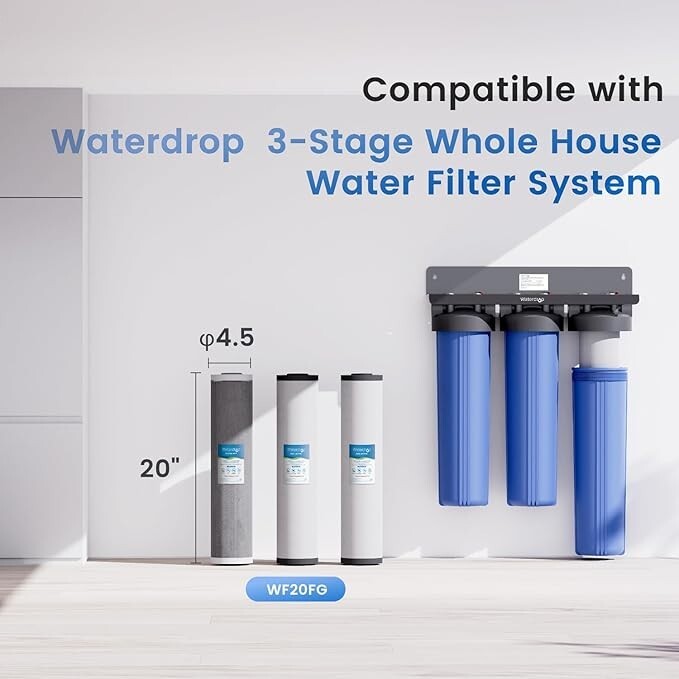 Waterdrop Whole House Water Filter,Carbon Filter, Reduce Iron ...