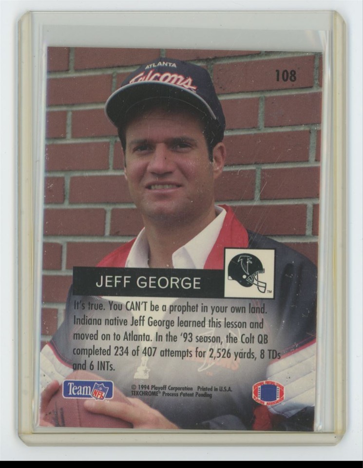 1994 Playoff Jeff George . Atlanta Falcons #108 | eBay