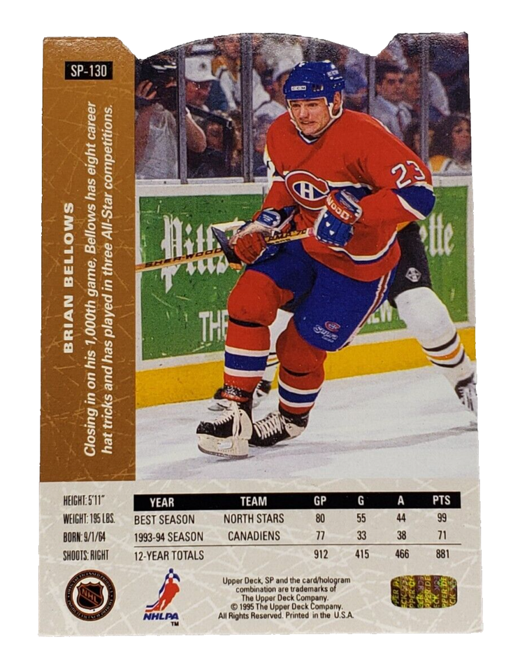 1994-95 Upper Deck Hockey SP Die Cut Brian Bellows #SP-130 Montreal ...