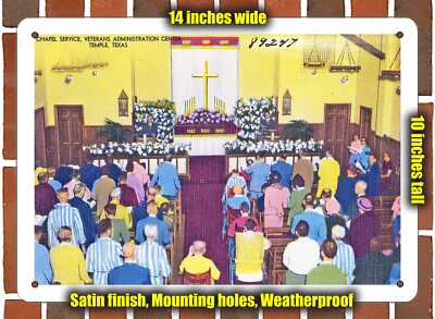 Metal Sign - Texas Postcard - Chapel Service, Veteran's Administration ...