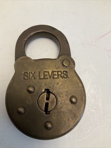 RARE BRASS LOCK SIX LEVERS PADLOCK NO KEY VINTAGE | eBay