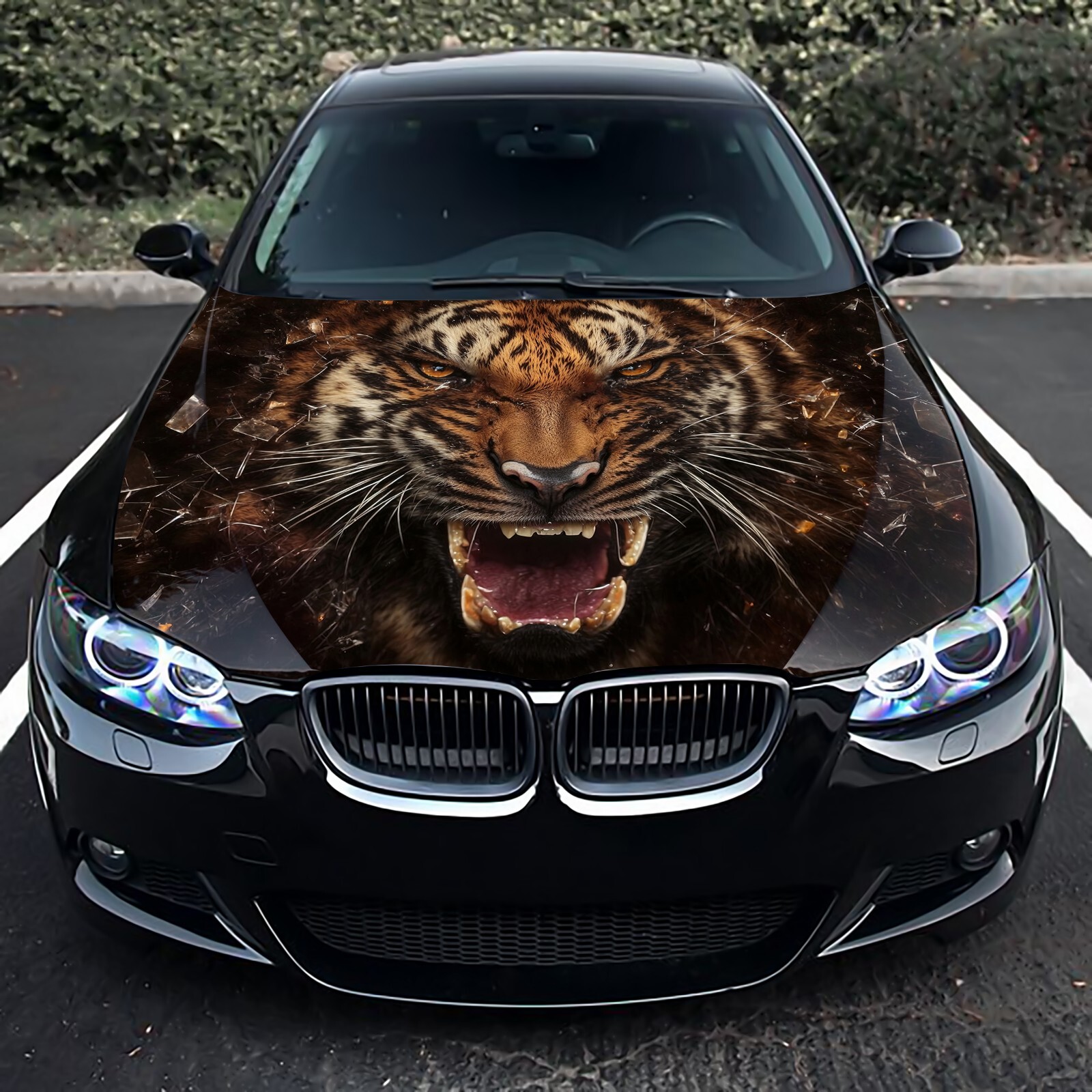 Angry Tiger Car Hood Wrap Decal Vinyl Sticker Full Color Graphic Fit ...