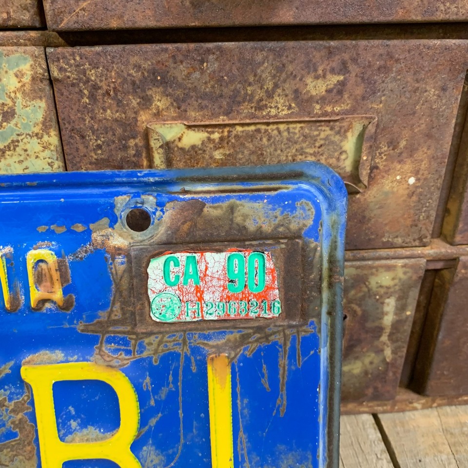 Vintage 1970s California Blue & Yellow License Plate 777 FBI | eBay