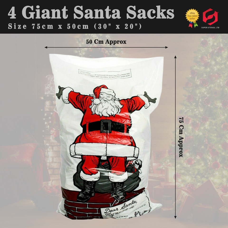 Large Santa Sacks Super Size Strong Vinyl Multipack Christmas Present ...