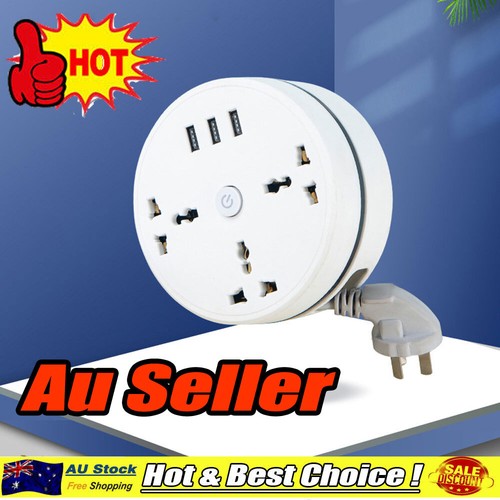 Round Universal USB Power Strip Portable Extension Cord Socket Plug USB ...