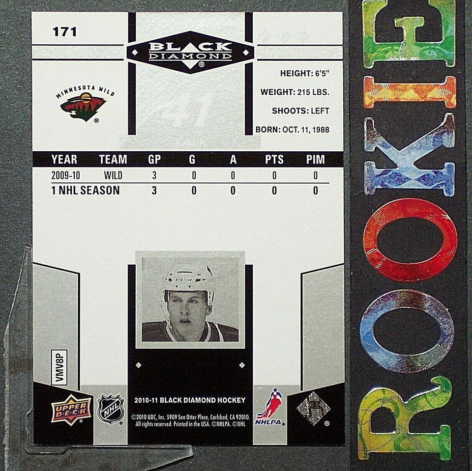 JUSTIN FALK RC 2010/11 Black Diamond ROOKIE Gems #171 Minnesota Wild | eBay