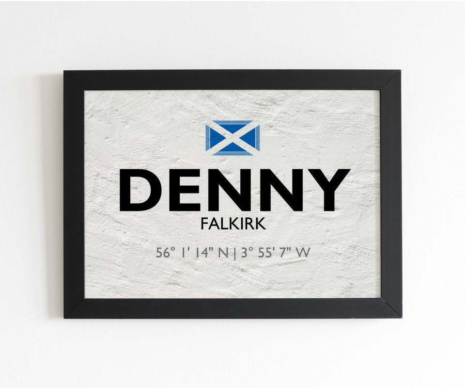 A4 PRINT - Denny, Falkirk, Scotland - Lat/Long NS8082 | eBay UK