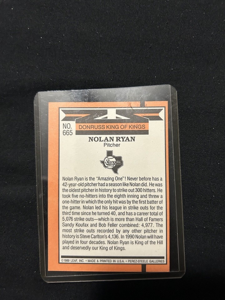 NOLAN RYAN Rare Error Card #665 1990 Donruss Diamond King | eBay