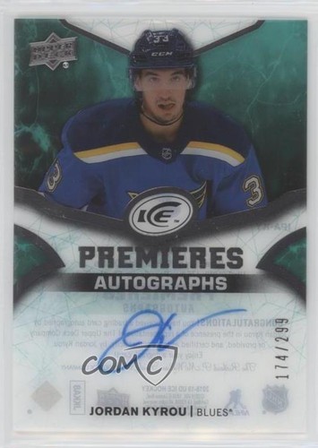 2018-19 Upper Deck Ice Premieres /299 Jordan Kyrou #IPA-KY Rookie Auto ...