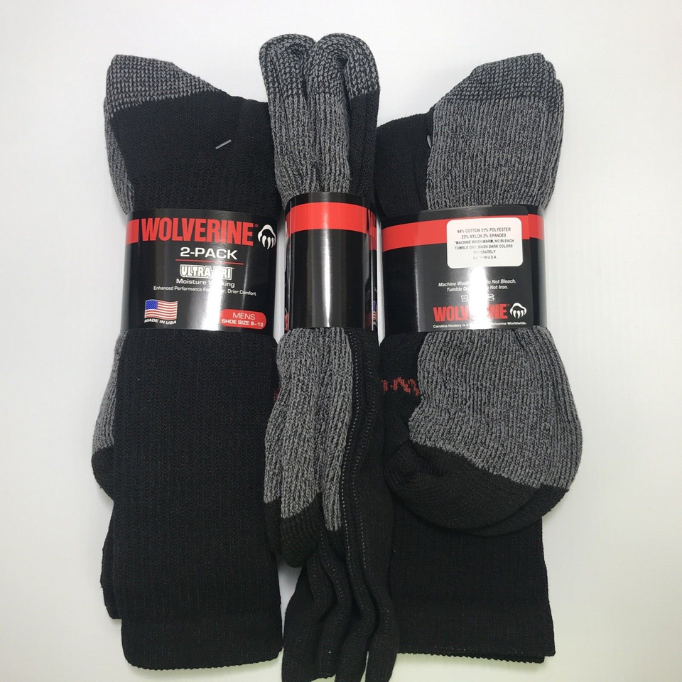 Wolverine Ultra-Dri Over the Calf Steel Toe Boot Socks, Large, Black, 6 ...