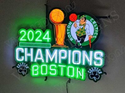 Boston Celtics 2024 Champions 24"x19" Vivid LED Neon Sign Light Lamp ...