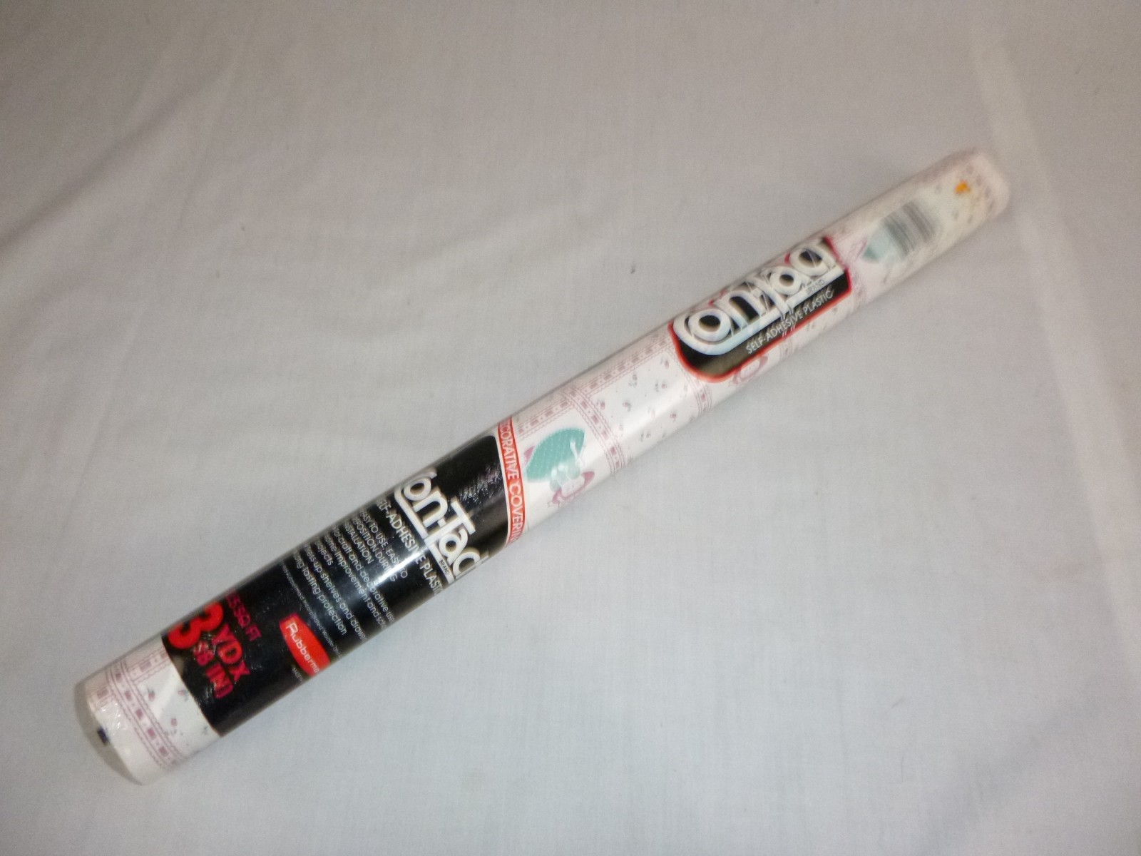 NOS Vtg 1988 Vinyl Adhesive Contact Paper Cat in Bonnet Teal Dusty Pink ...