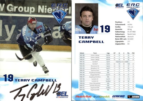Terry Campbell Autograph Ak Autograph Card Ice Hockey Erc Ingolstadt | eBay