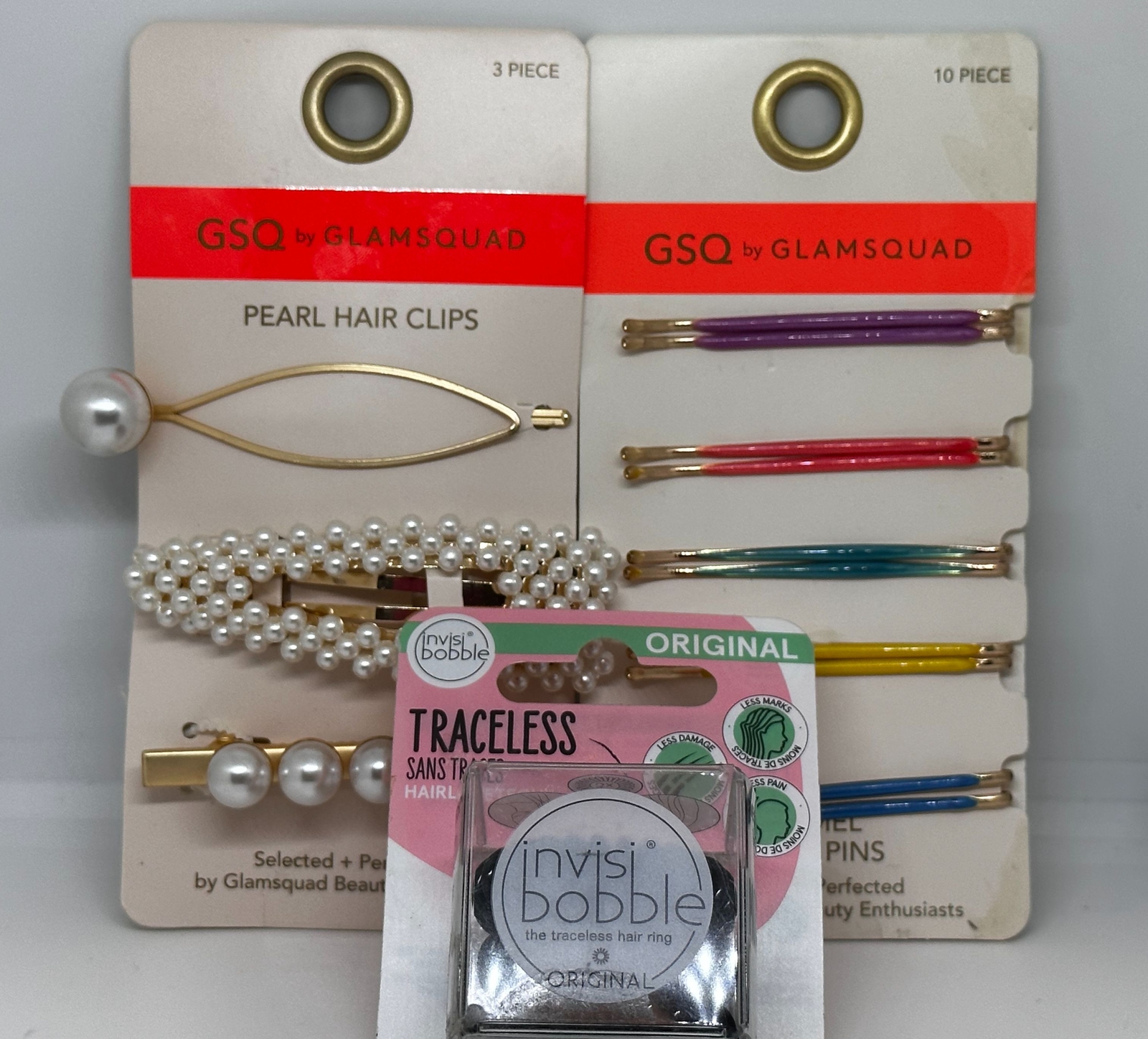 Variety Hair Styling Essentials Hair Clips Hair Ties & Bobby Pins Lot 3 ...