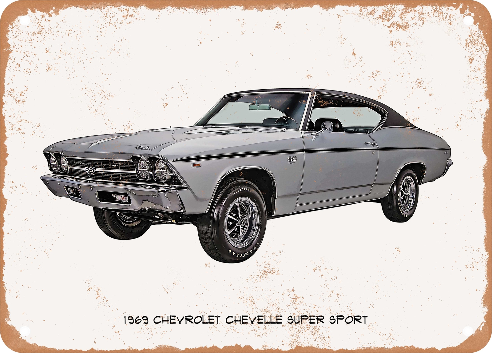 Classic Car Art - 1969 Chevy Chevelle SS Oil Painting - Rusty Metal ...