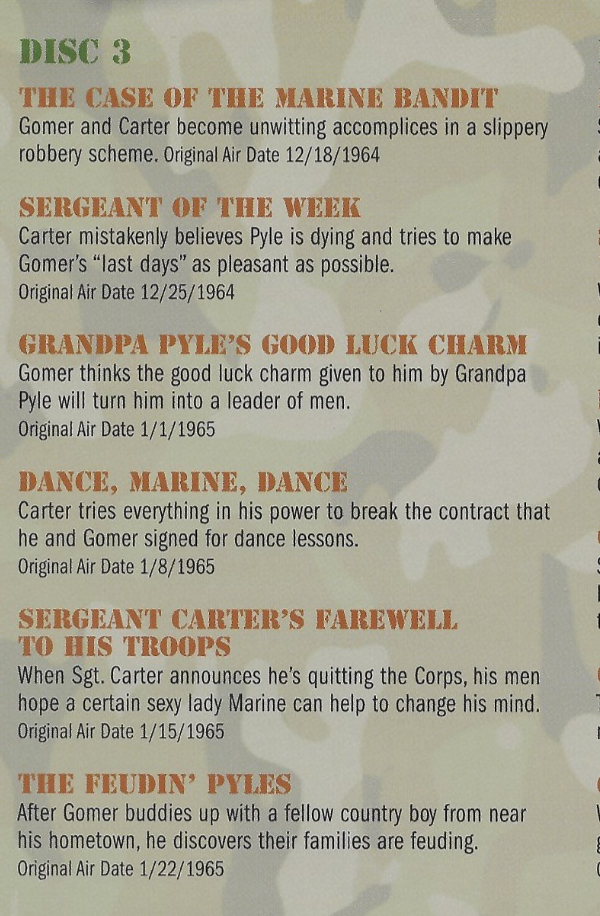 GOMER PYLE U. S. M. C. SEASON ONE (dvd) **** disc 3 only **** | eBay