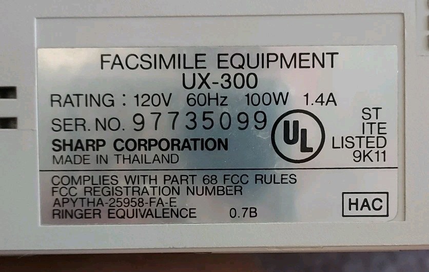 VINTAGE Sharp UX-300 Plain Paper Fax Machine Used Works | eBay
