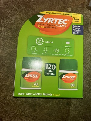 Zyrtec Allergy 10mg 2-pack-120 Tablets Exp. 11/2027 | eBay