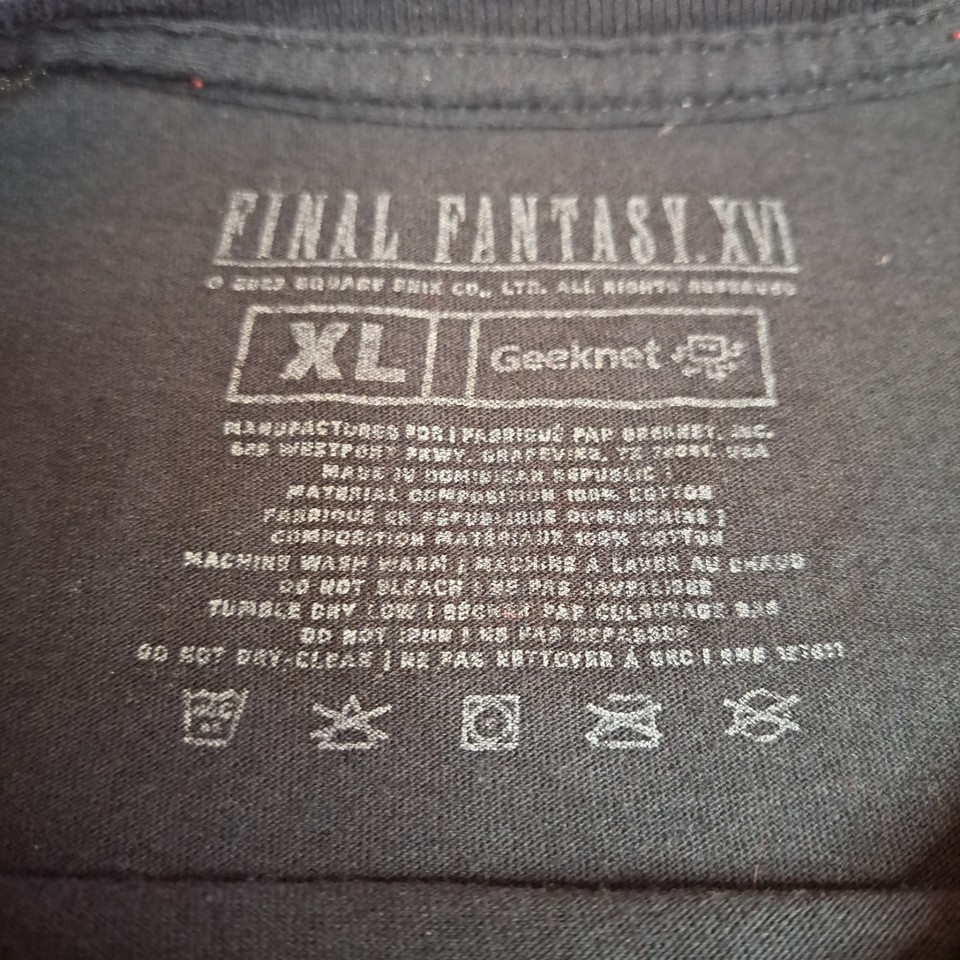 Final Fantasy XVI Shirt Mens Large Black Flames Graphic Tee Video Game ...