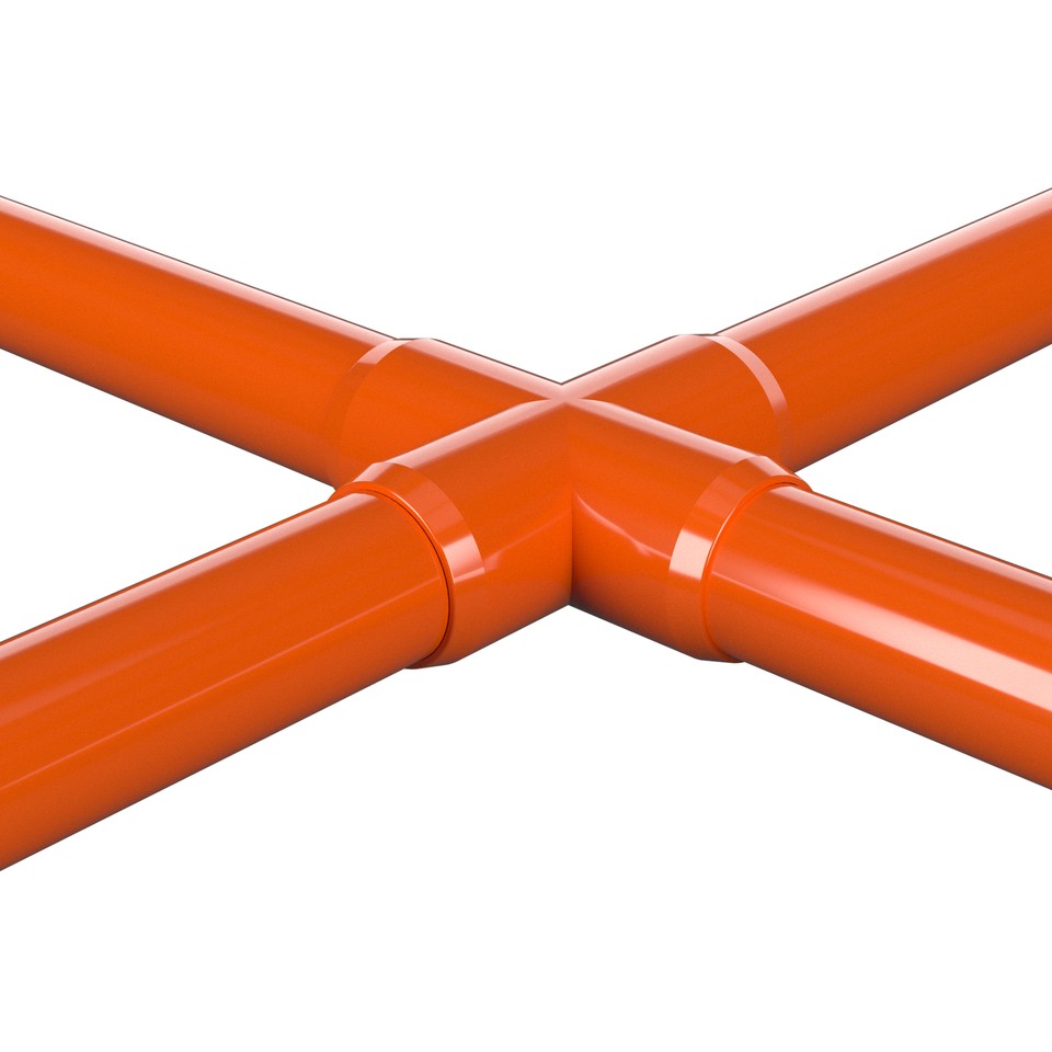 3/4" Cross PVC Fitting, Orange (8-PK) FORMUFIT Furniture Grade, Made in ...