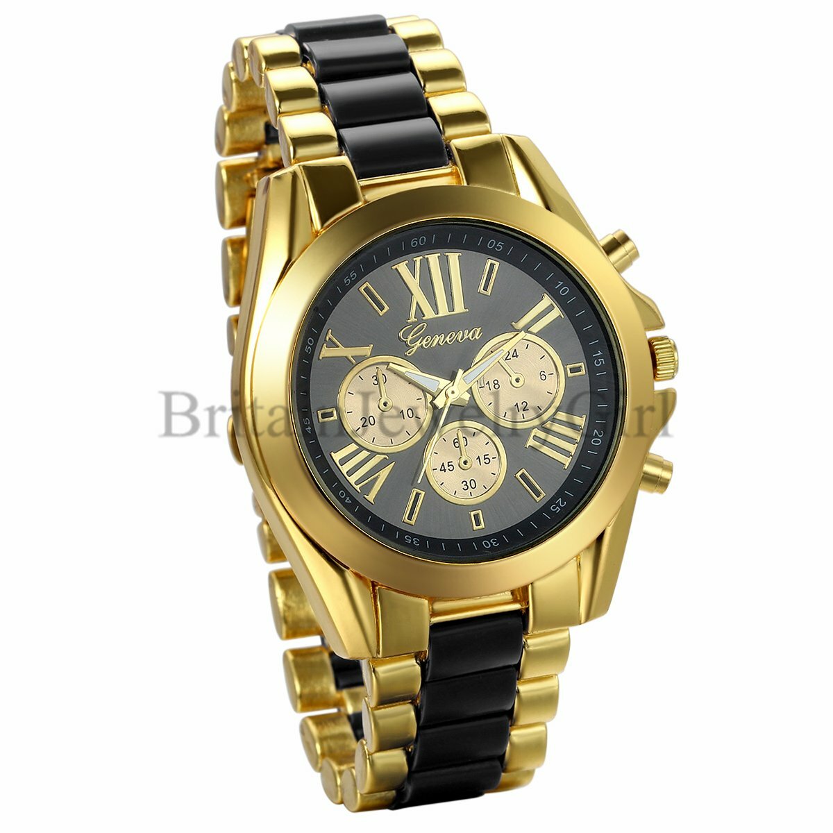 Luxury Mens Classic Stainless Steel Gold Tone Quartz Analog Bangle ...