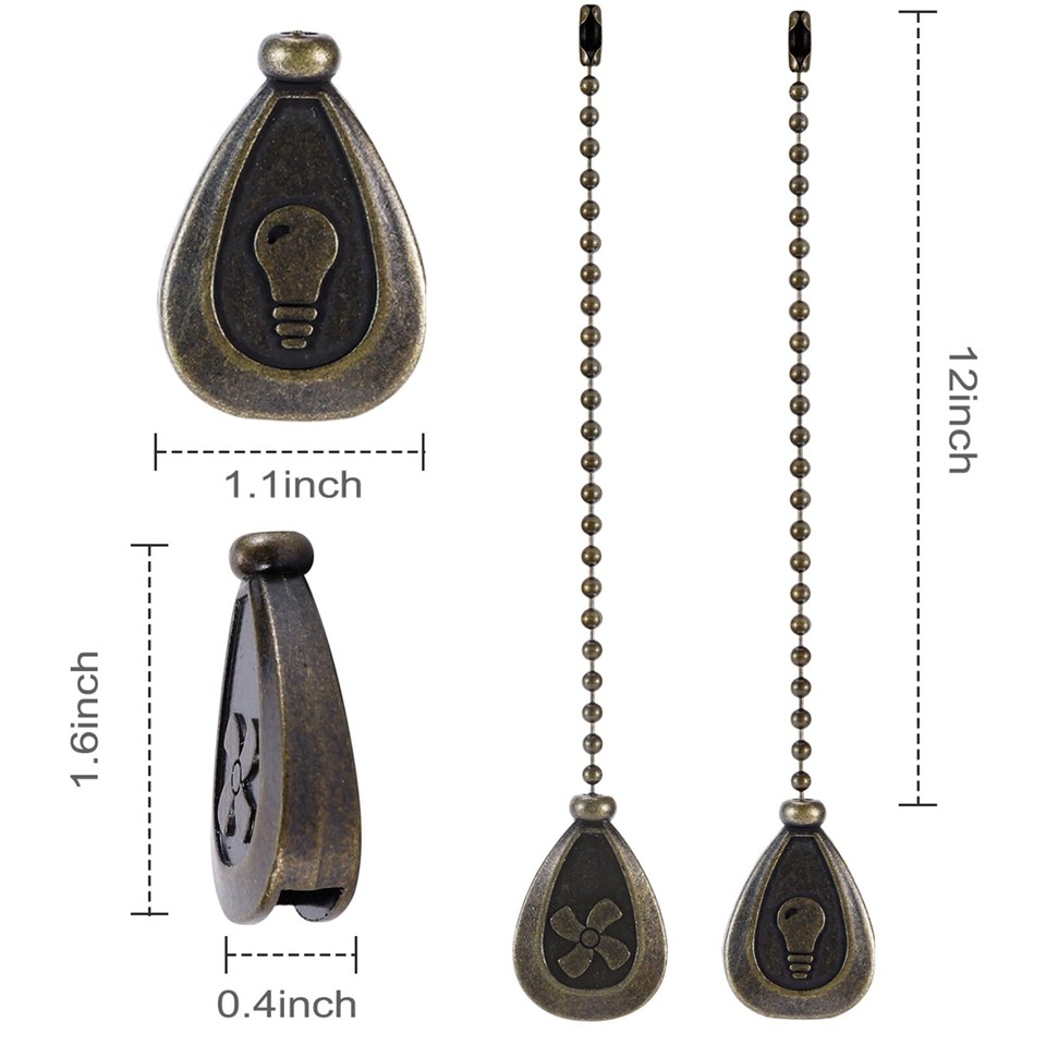 Bronze Ceiling Fan Pull Chain Set, Decorative Fan Pull Chain Pendant ...