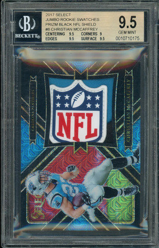 2017 Select Christian McCaffrey #8 Jumbo Rookie Black NFL Shield BGS 9. ...