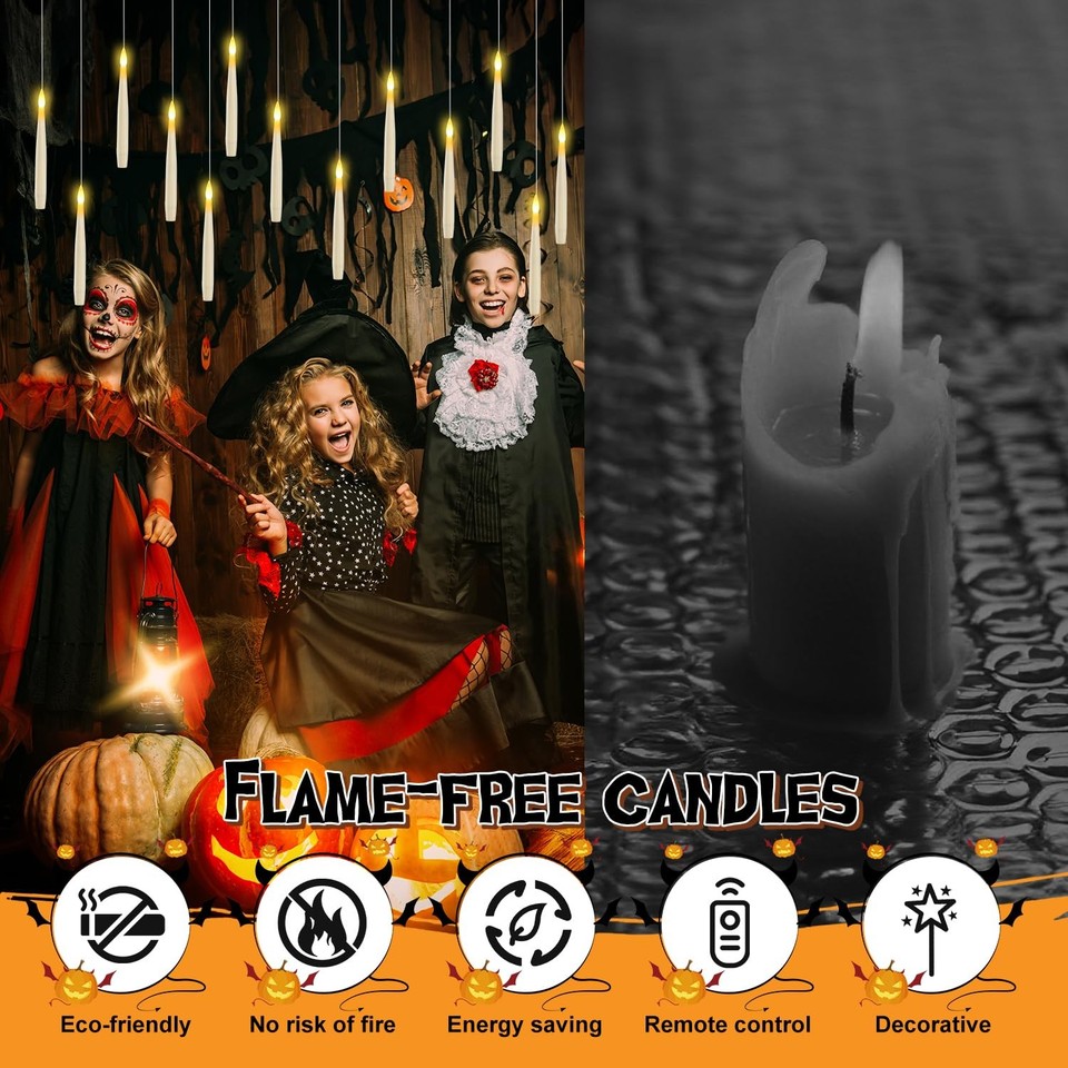 Floating Candles with Wand, 20 Pcs Magic Hanging Flameless LED Candles, Batte... | eBay