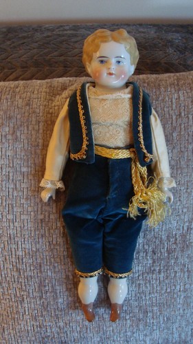 Rare 13" Antique German MALE/BOY Blonde CHINA HEAD DOLL in Original ...