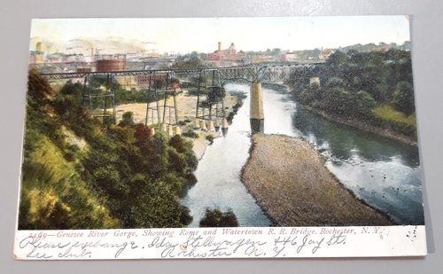 Vtg 1906 Postcard Rochester NY Genesee River Gorge Rome Watertown R. R ...