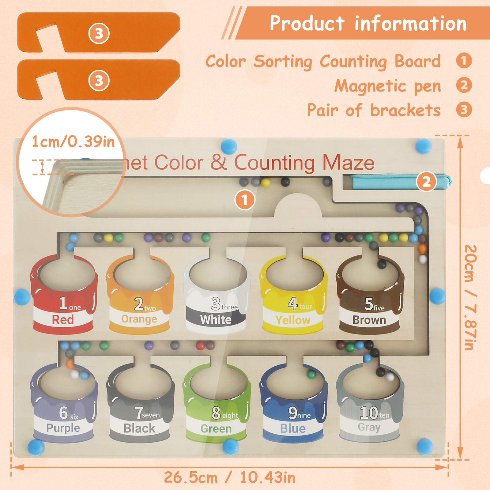 Magnetic Color and Number Maze Wooden Magnet Board Puzzles Matching ...