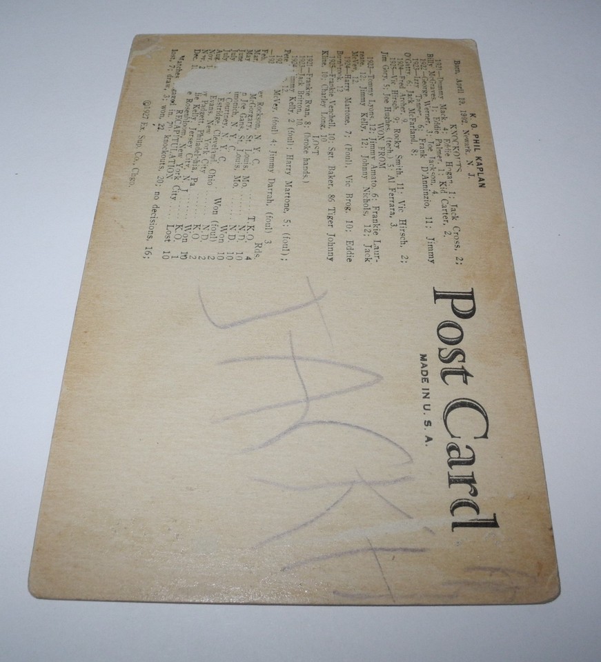 1927 Boxing Advertising Ephemera Exhibit Card Photo Postcard Phil ...