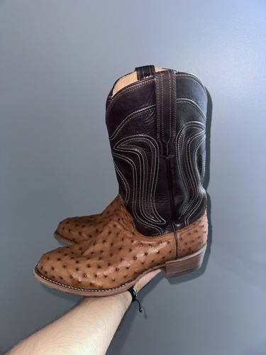 PRE-OWNED Tecovas THE EMMITT OSTRICH Roper Square Boot Men Sz 8.5 D ...