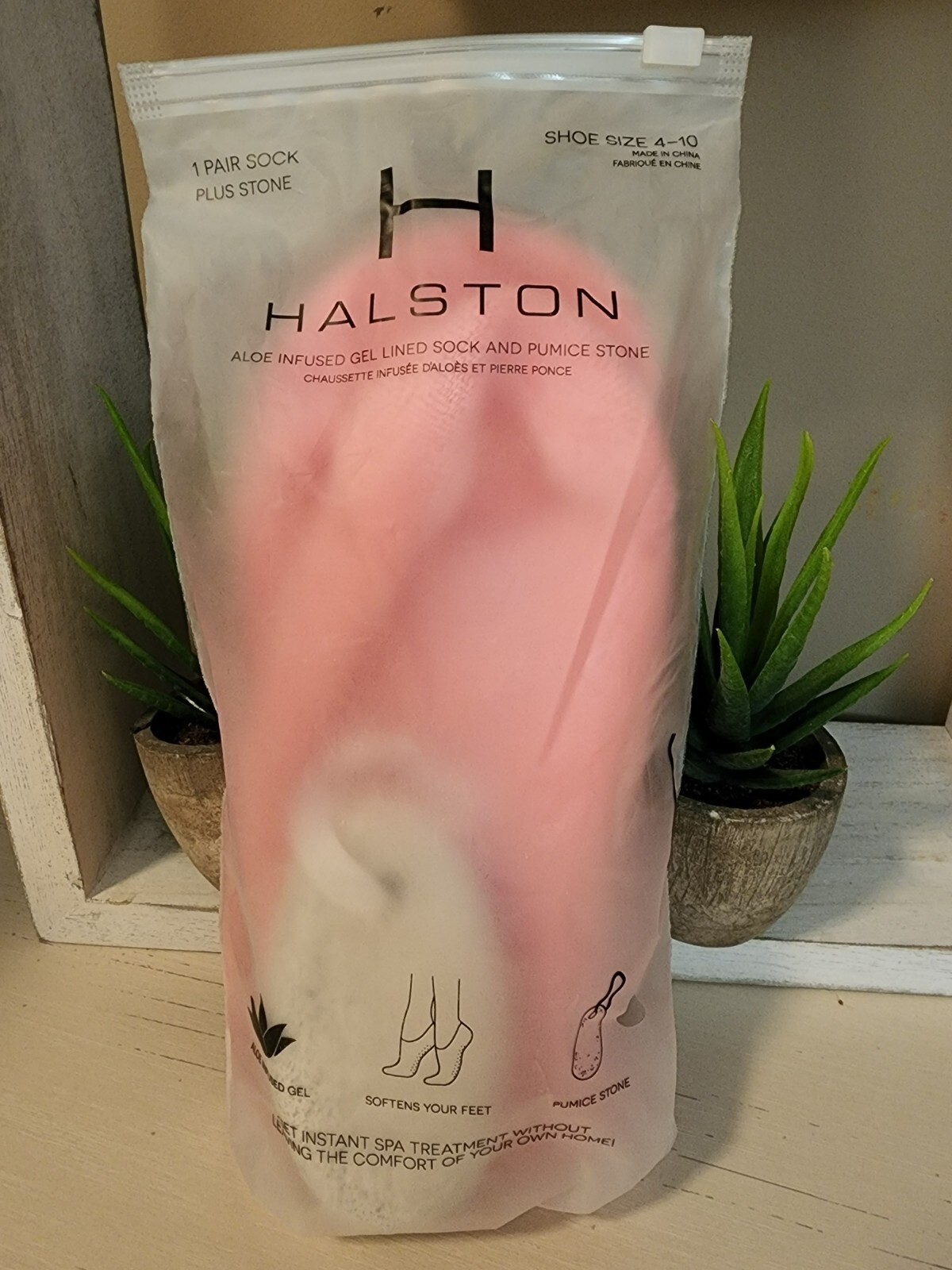 H by Halston Aloe Infused GEL Lined Sock and Pumice Stone 1 Pair ...