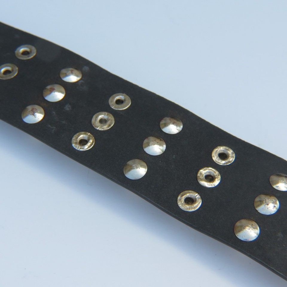 Gothic Punk Black Leather Wide Band Bracelet w/ 3 Rows of Silver Spikes ...