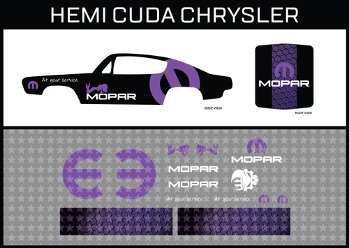 Hot Wheels (1/64), Hemi Cuda "Mopar 004" Waterslide, Printed White ...