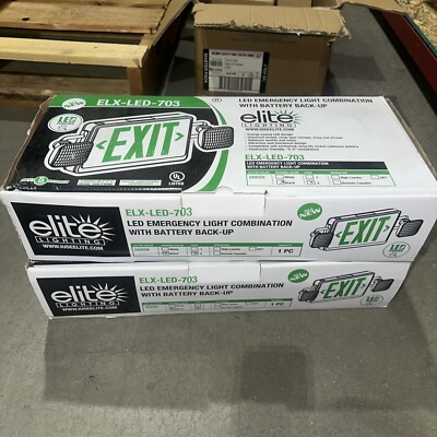 ELITE ELX LED 703-G-W-USA EXIT Lighted Sign Green Lts White Background ...