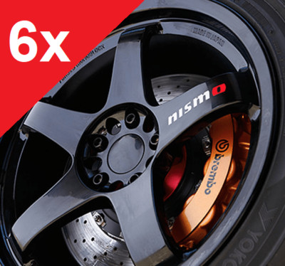 6x Nismo Wheel Decals White / Red - Skyline GTR R32 R33 R34 R35 Silvia ...
