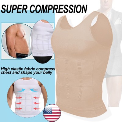 Men Body Shaper Belly Chest Compression Shirt Slimming Tank Top Abs ...
