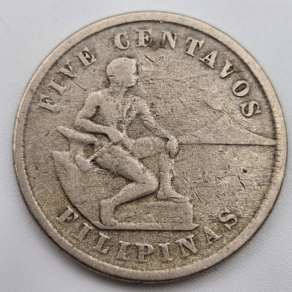 1920 (M) 5 Centavos Fine Philippines US Manila Mint Copper-Nickel Coin ...