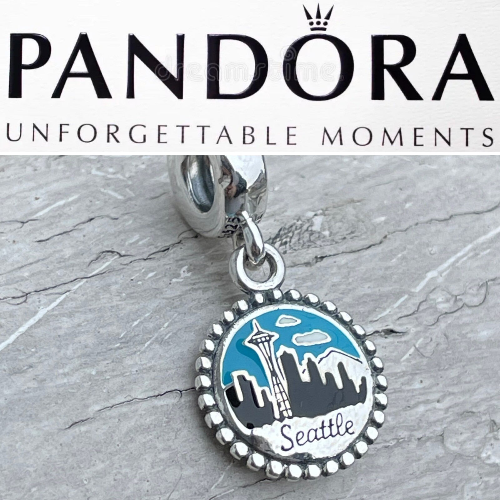 Pandora Authentic Seattle Travel Dangle Charm 791169-E292 | eBay