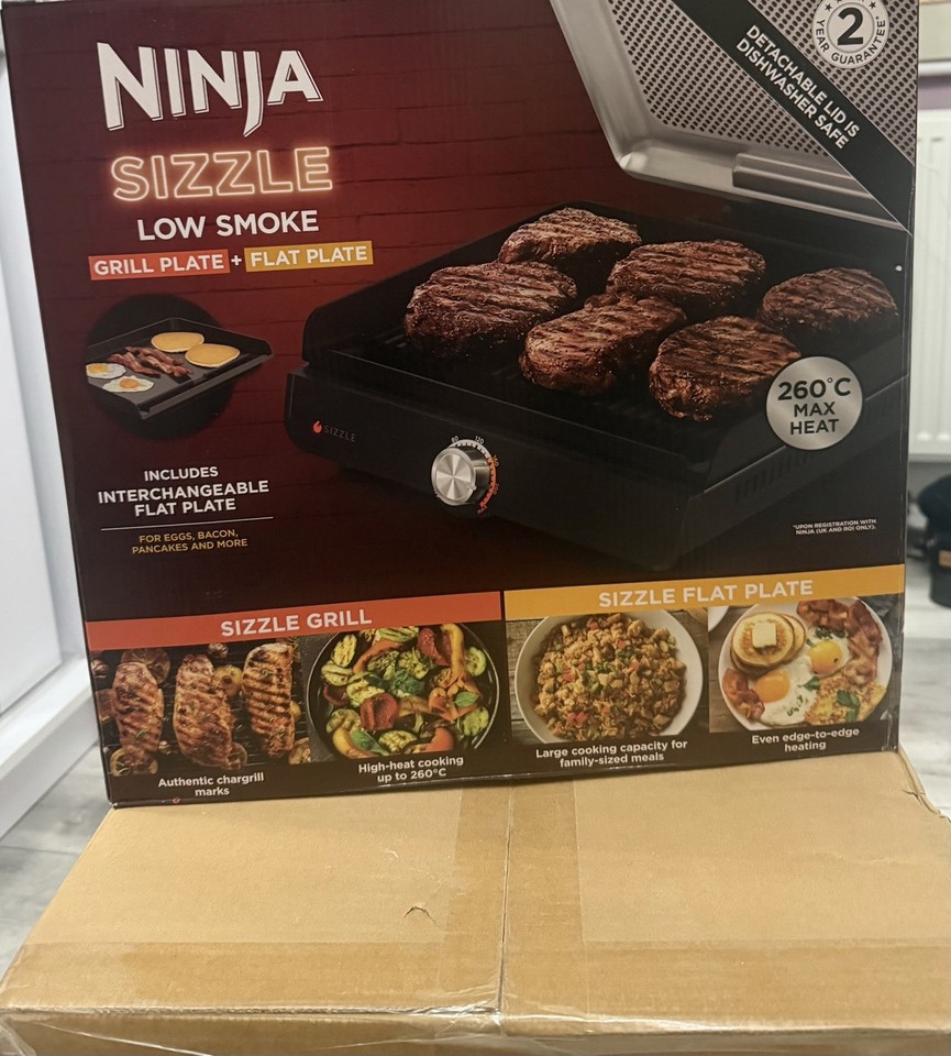 Ninja Sizzle Indoor Grill & Flat Plate Electric Non-Stick Plate Low ...