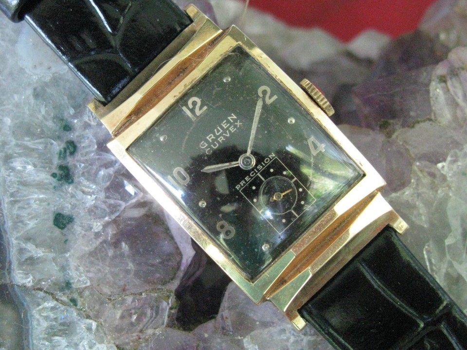 Gruen Curvex 440 Precision Vintage Solid 14k Rose Gold Deco Wrist Watch ...