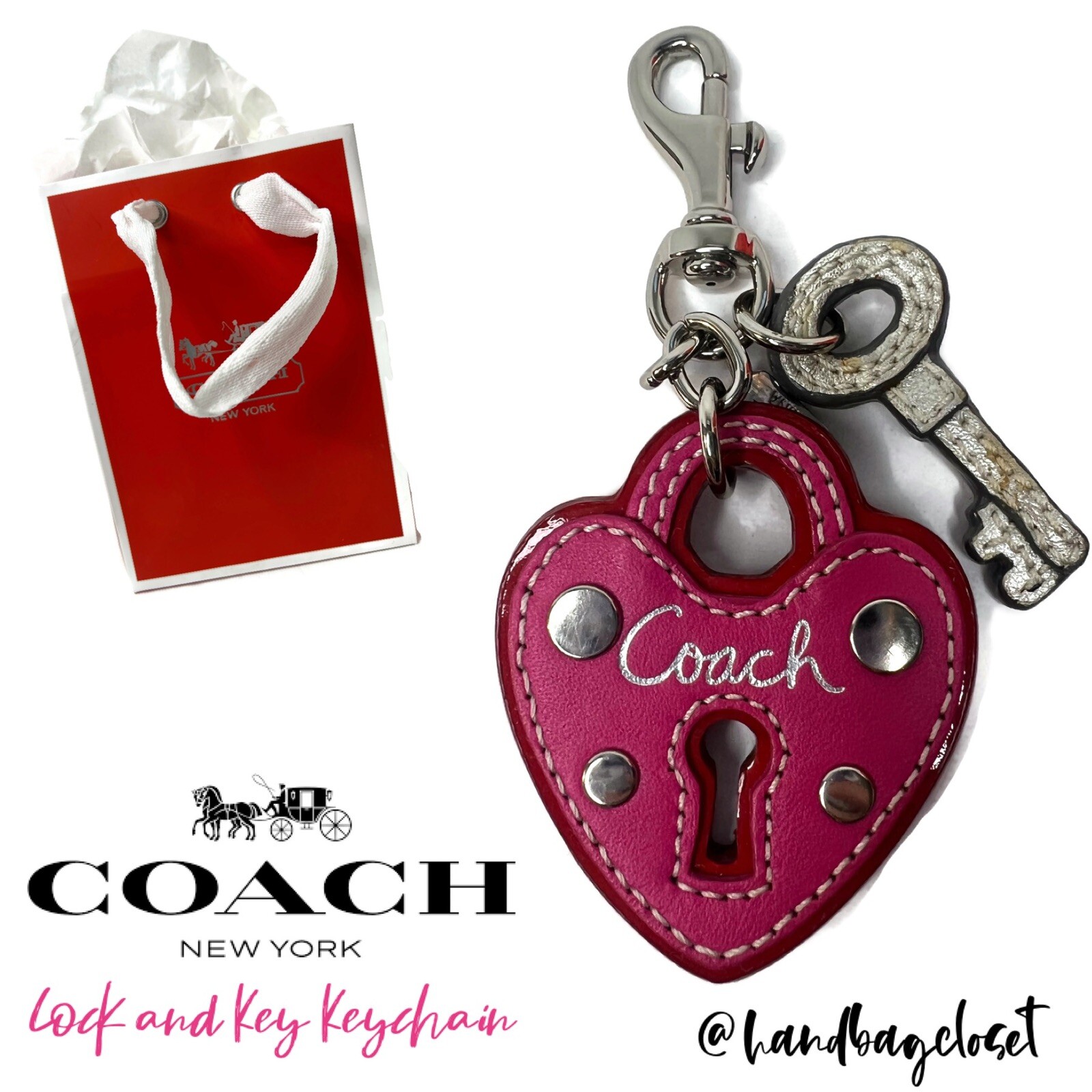 Coach Lock and Key Vintage Leather Keychain Key Charm | eBay