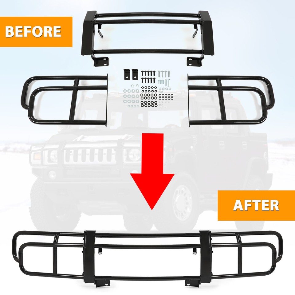 For Hummer H2 2003-2009 Heavy-Duty Steel Front Bumper Brush Grille ...