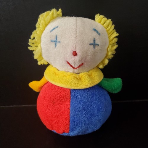 Vintage Eden Terry Cloth Clown Plush Rattle Toy Lovey Primary Colors ...
