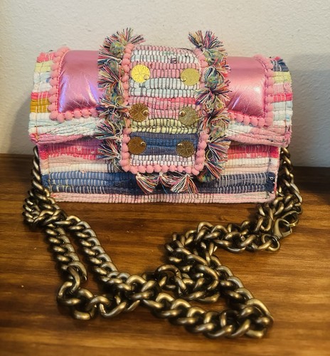 KOORELOO Pink New Yorker Soho Double Chain Shoulder Bag Handbag Purse ...