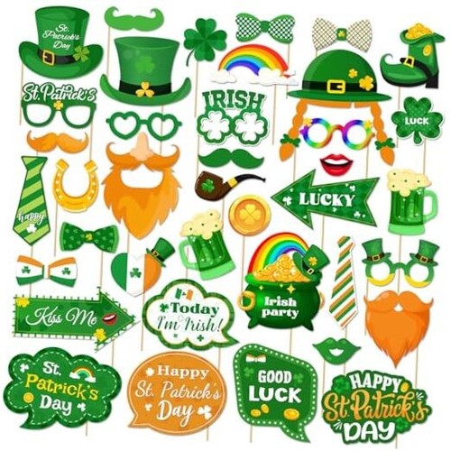 St Patricks Day Decorations Photo Booth Props,38Pcs Happy Saint ...
