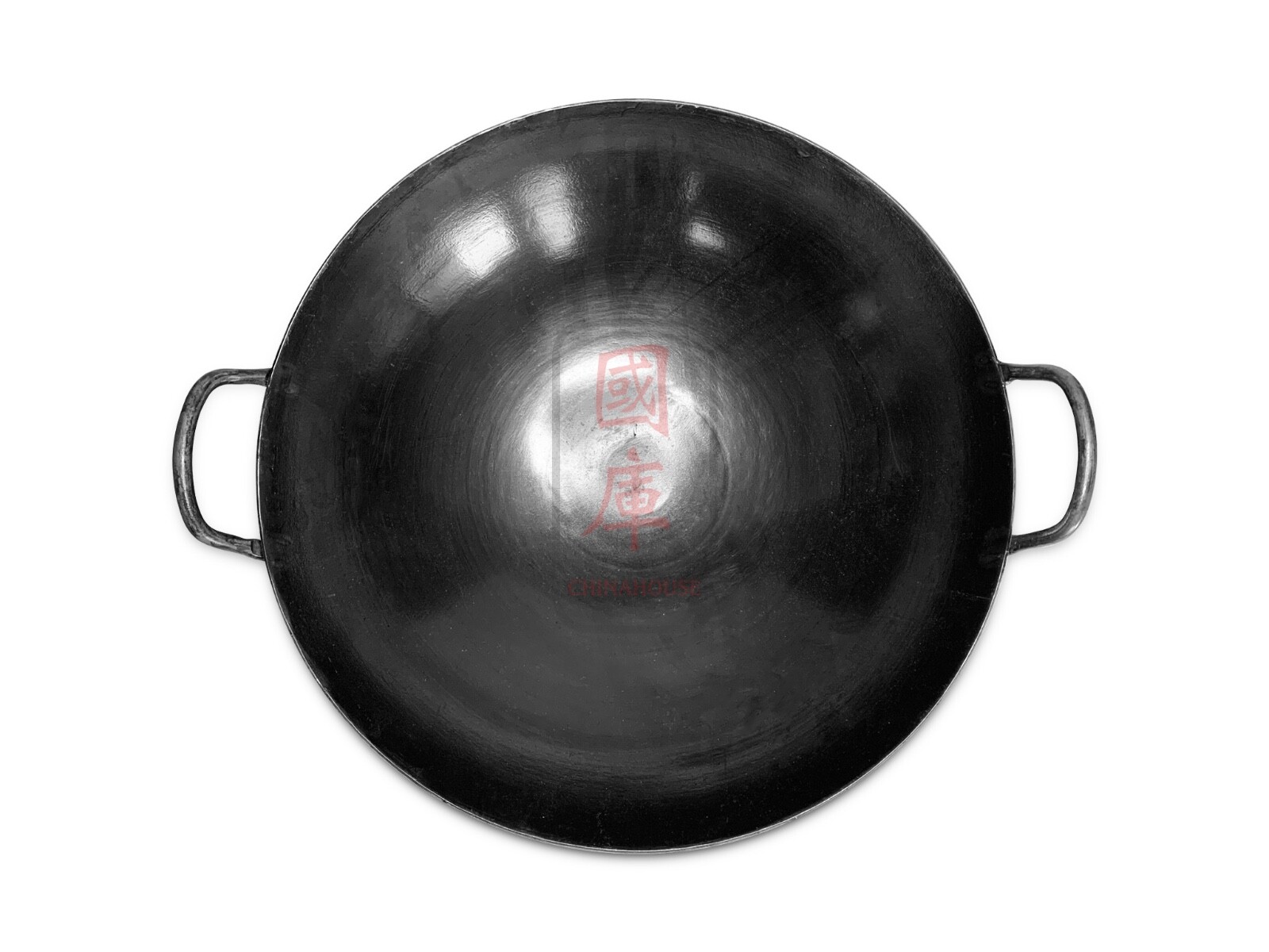 Large Professional Carbon Steel Iron Round Wok with Double Handle ...