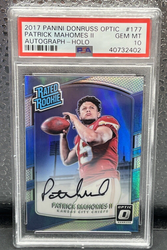 PATRICK MAHOMES 2017 Donruss Optic #177 Rated Rookie HOLO /99 Auto PSA ...